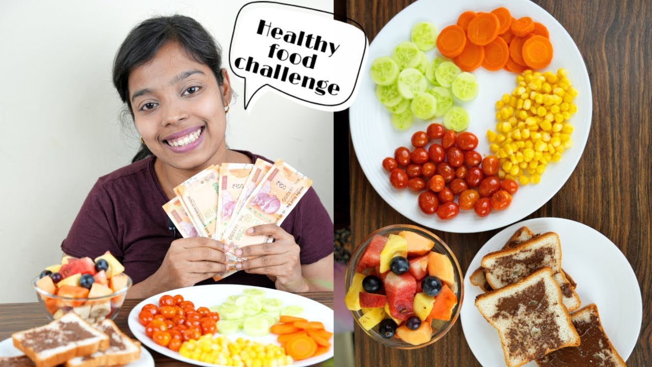 8 MINUTE Nutella Bread,Fruits,Corn,Salad CHALLENGE / Healthy Food ...