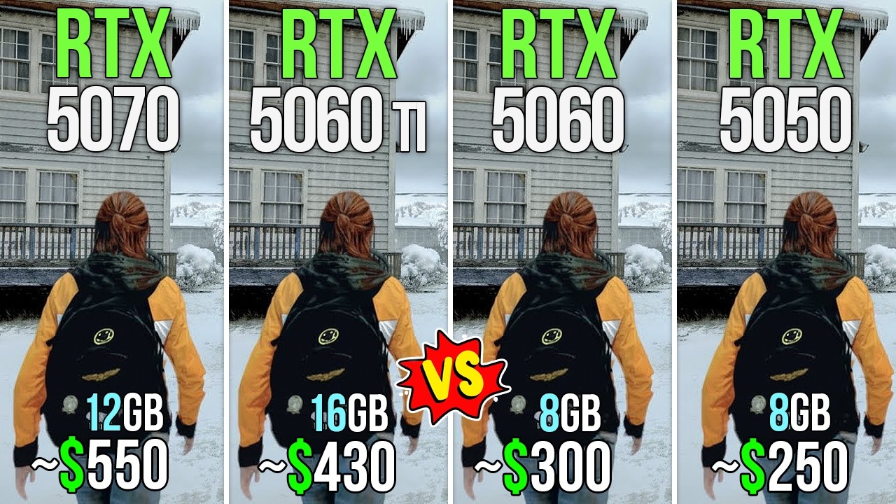 RTX 5070 vs RTX 5060 TI 16GB vs RTX 5060 vs RTX 5050 - Test in 20 Games ...