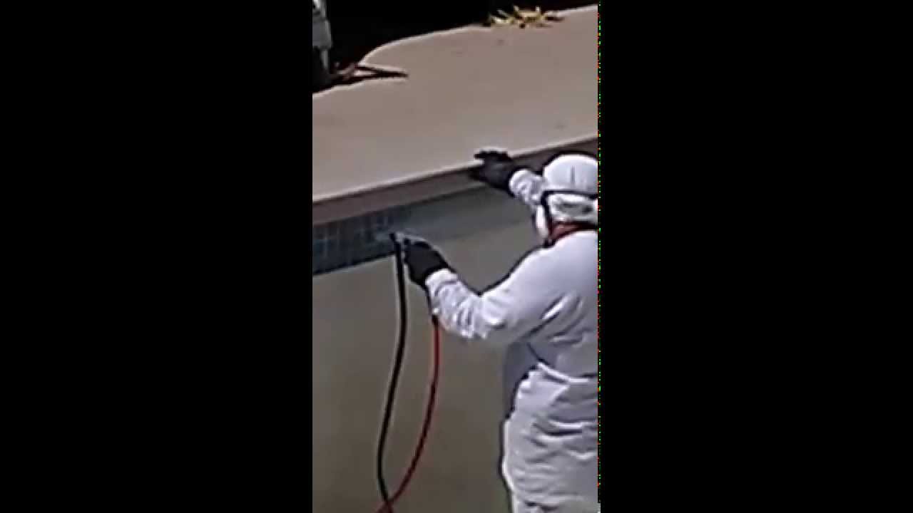 Sandblasting pool tile. - YouTube