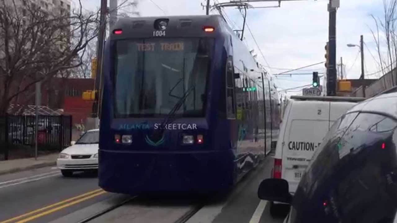 ATLANTA'S FAMOUS STREET CARS CRUISING BY ON EDGEWOOD AVENUE IN ATLANTA ...