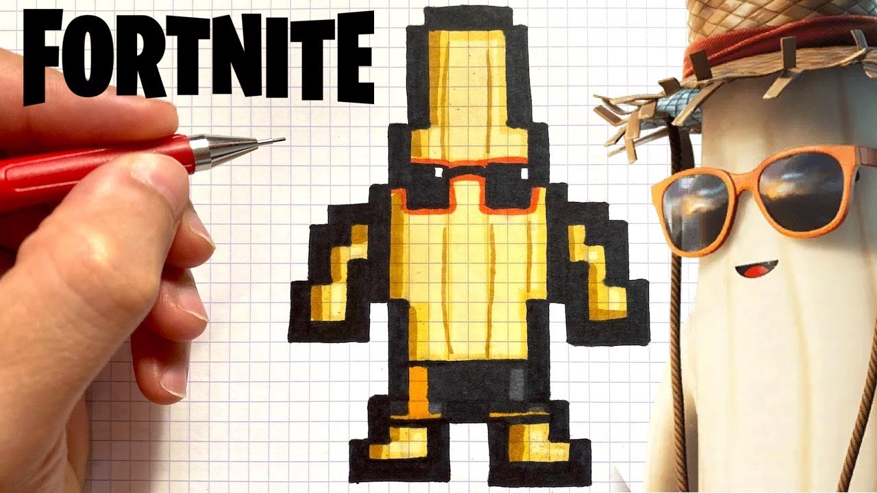 HOW TO DRAW SUMMER PEELY SKIN FORTNITE PIXEL ART - YouTube