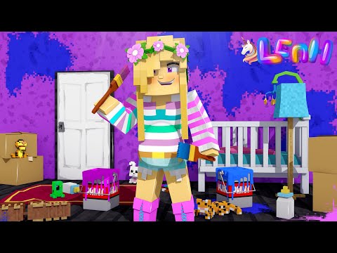 PREGNANT Little Leah DECORATES HER NEW BABY BEDROOM... Minecraft