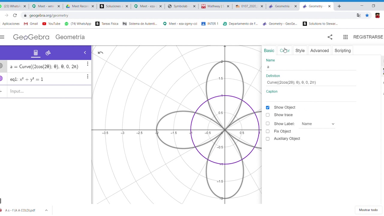 Encontrando Área entre curvas en Geogebra - YouTube