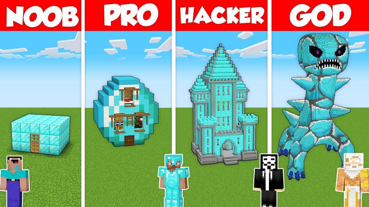 DIAMOND BLOCK HOUSE BUILD CHALLENGE - Minecraft Battle: NOOB vs PRO vs ...