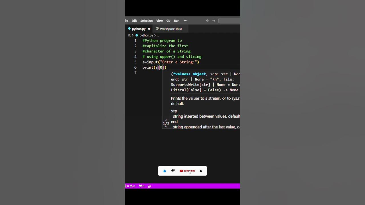 Python Program To Capitalise The First Character Of A String Python Coding Pythonprogramming