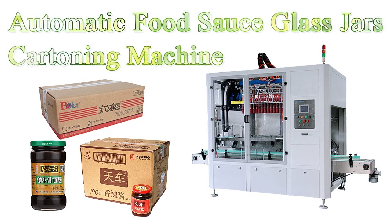 HYCP-10P Automatic Food Sauce Glass Jars Cartoning Machine - YouTube