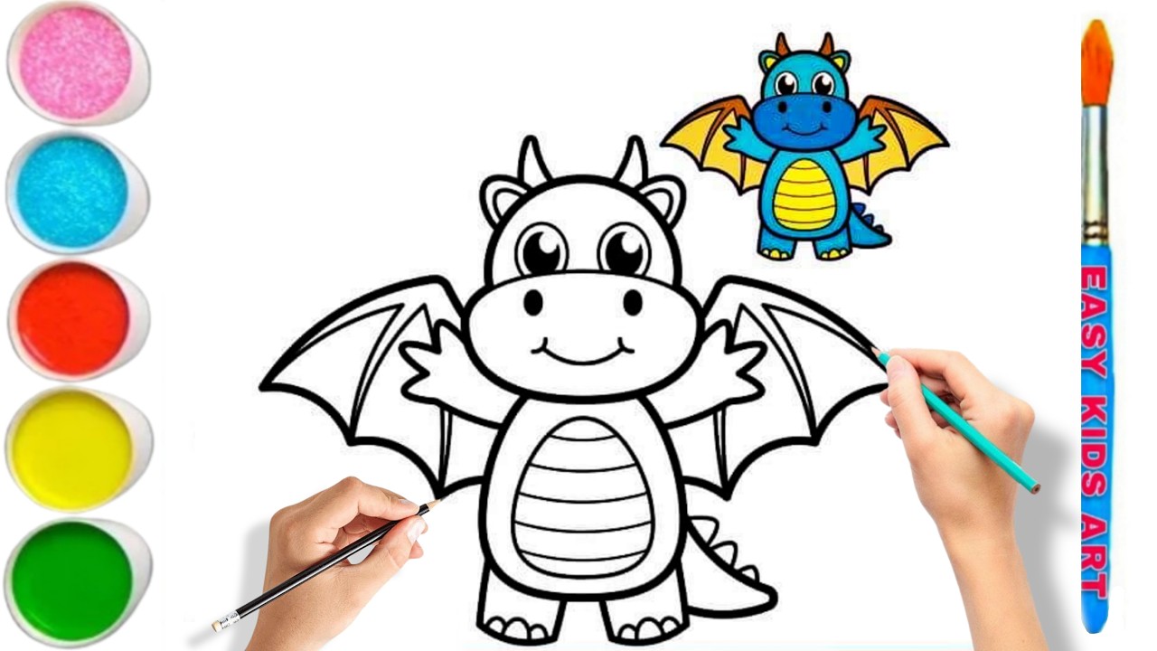 How to Draw Cute Glitter Baby Dinosaur 🦖 Drawing for Kids| #12|| Easy ...