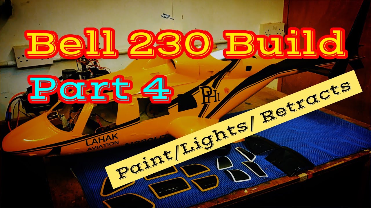 RC Scale Helicopter/ Bell 230 Build Part 4/ Colour, Retracts & Lights ...