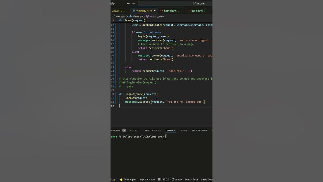 Django Real-World Project Tutorial: Build Step-by-Step | CRM | Logout| S-7-1 #django #fullstack ...