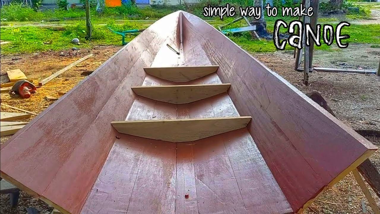 I make a simple wooden boat for fishing - YouTube