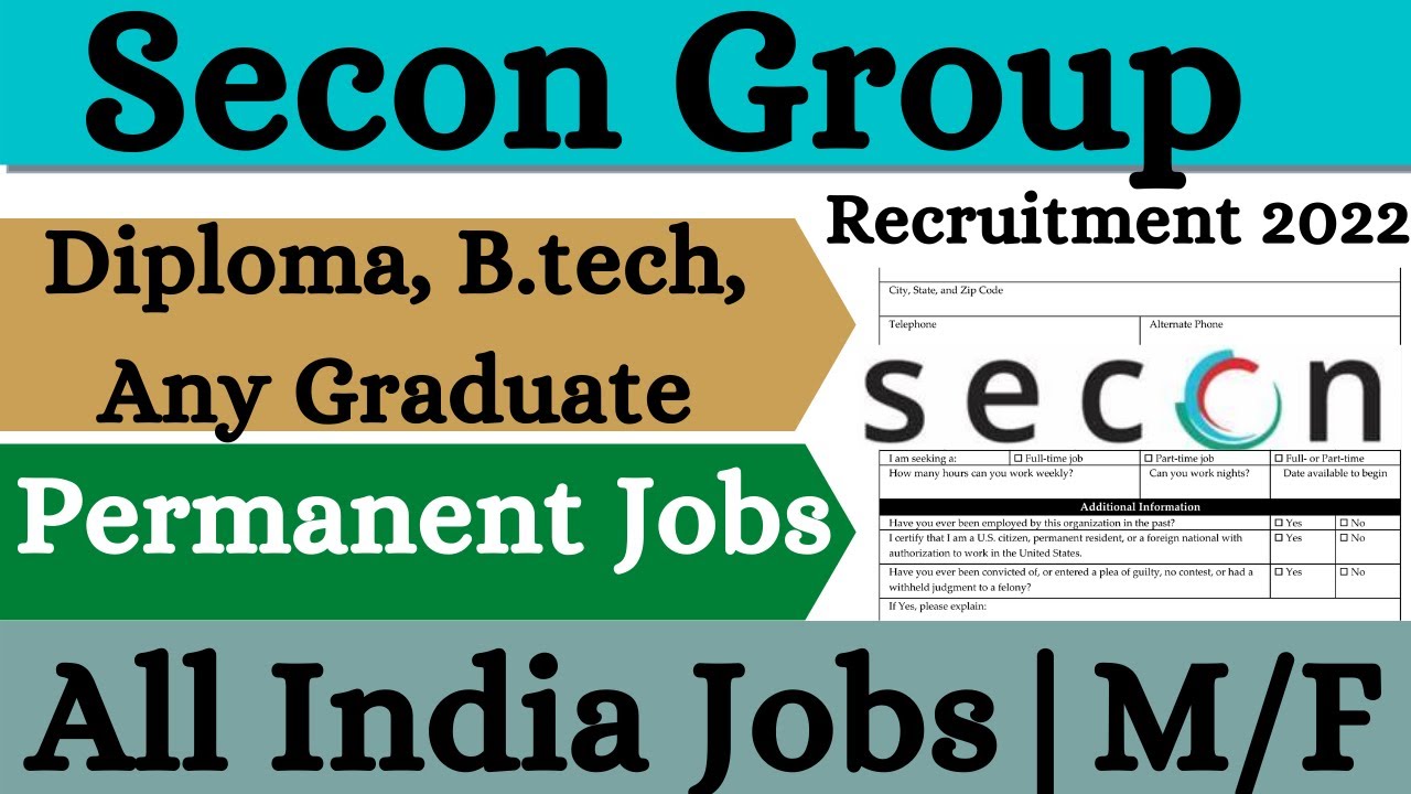 Secon Group Recruitment 2022| Graduate Engineer Trainee|Diploma ...