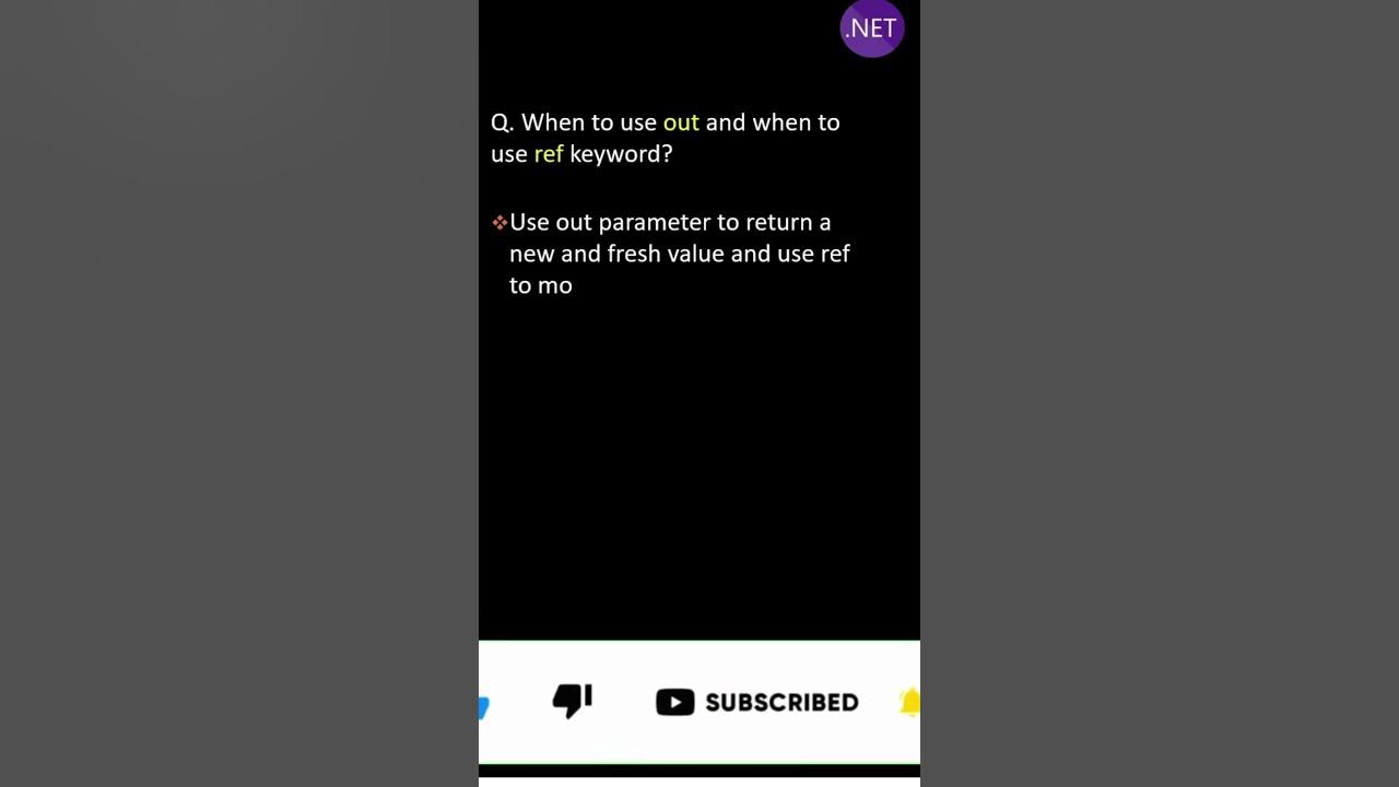 When to use out and when to use ref keyword ? - YouTube