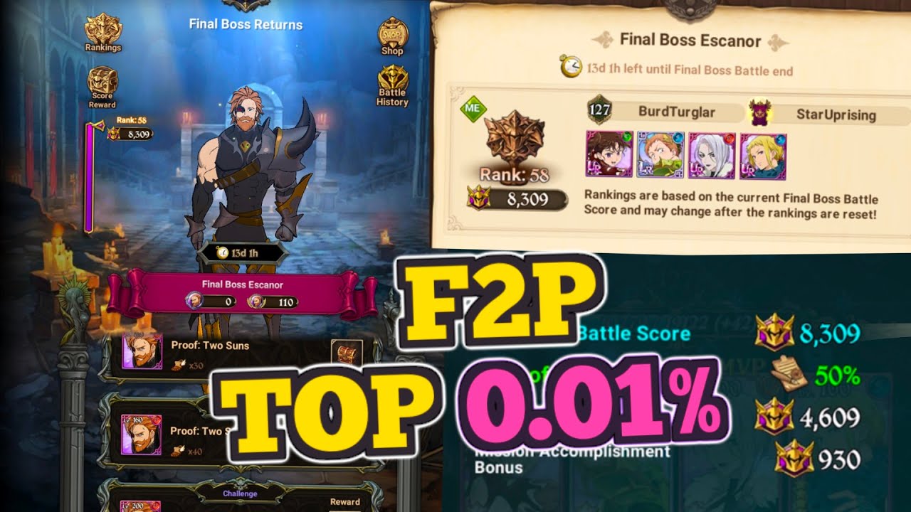 Final Boss ESCANOR TOP 0.01% on CHALLENGE FULLY F2P GUIDE! Seven Deadly ...