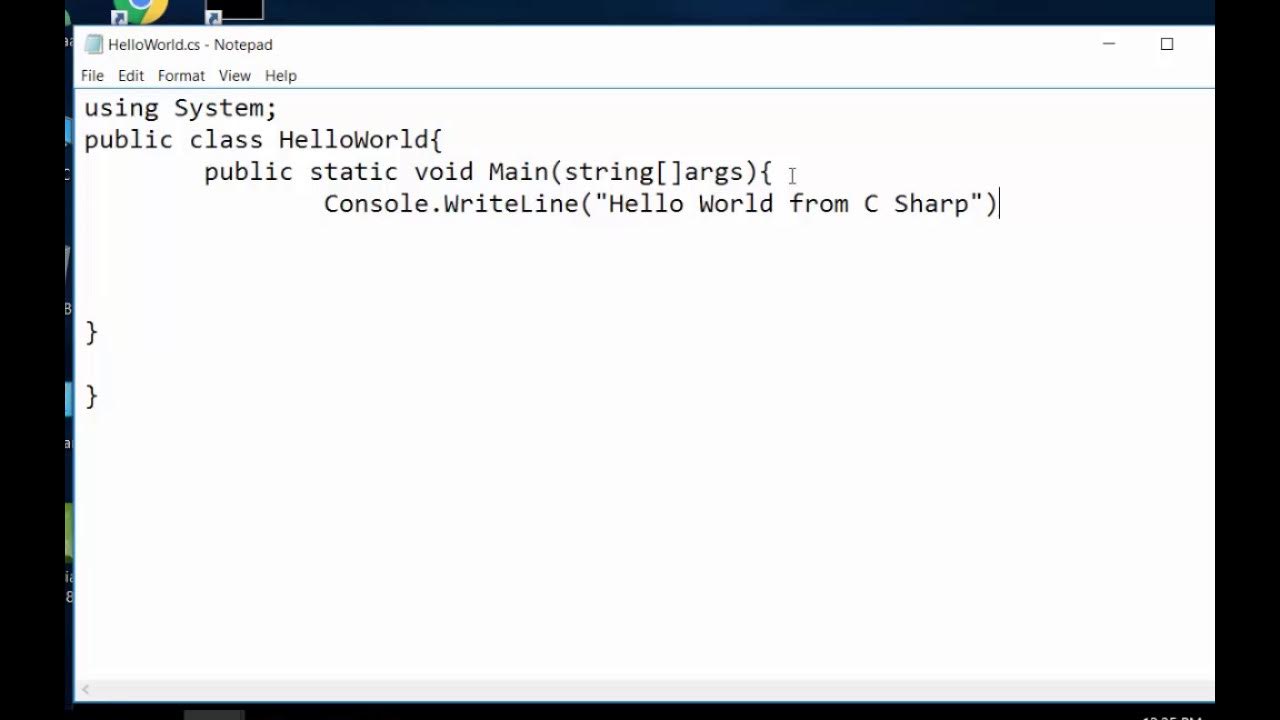 How to Write helloWorld C# program using notepad , CMD and csc ompiler ...
