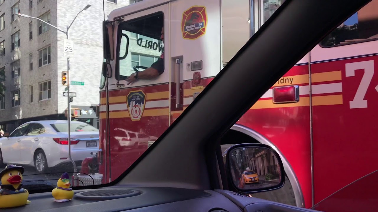 FDNY ENGINE 74 RESPONDING ON EAST 84TH STREET ON THE EAST SIDE AREA OF ...