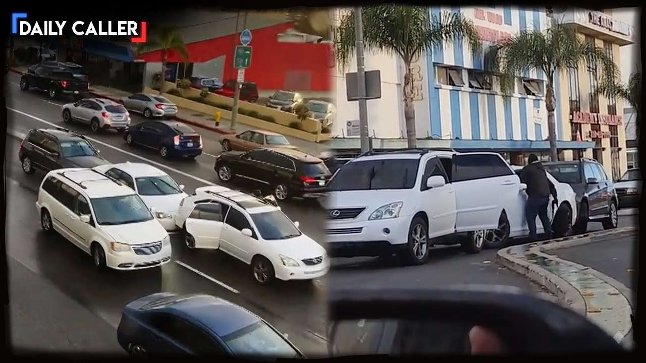 Car Boxed-In During Wild Los Angeles Robbery - YouTube
