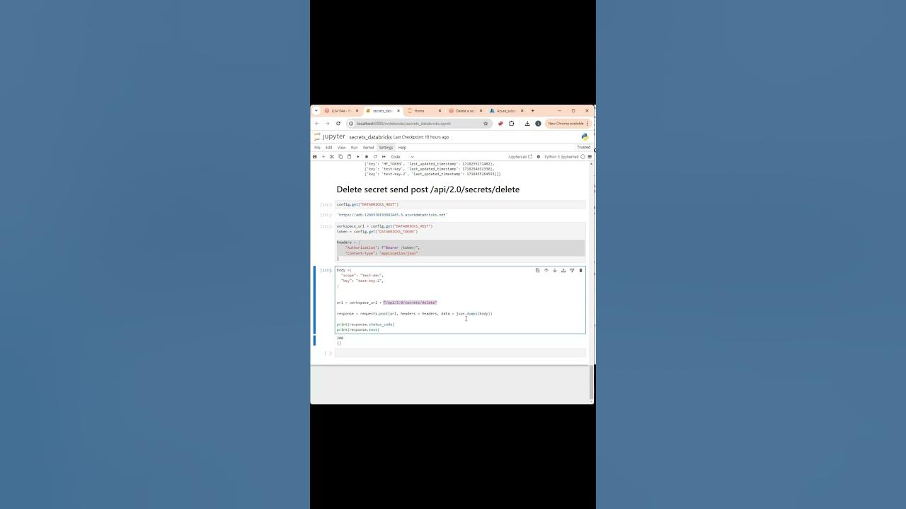 Databricks: Borrar una clave de tu Secrets Scope Usando la Rest API - YouTube