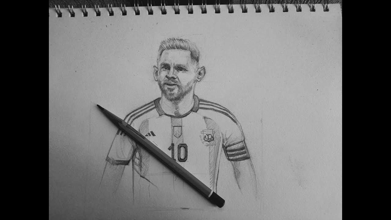HOW TO DRAWING LIONEL MESSI (ARGENTINA) WITH PENCIL? (FOOTBALL CLUB ...