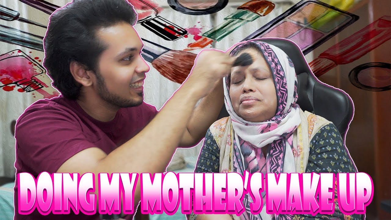 Doing make up on my mother's face :D - YouTube