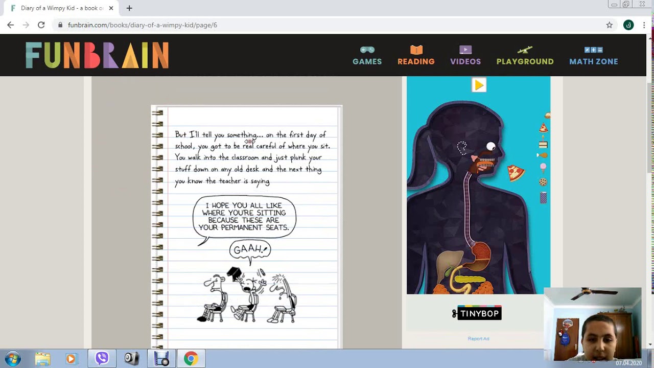 READING DIARY OF A WIMPY KID ON FUN BRAIN.COM PART 1 - YouTube
