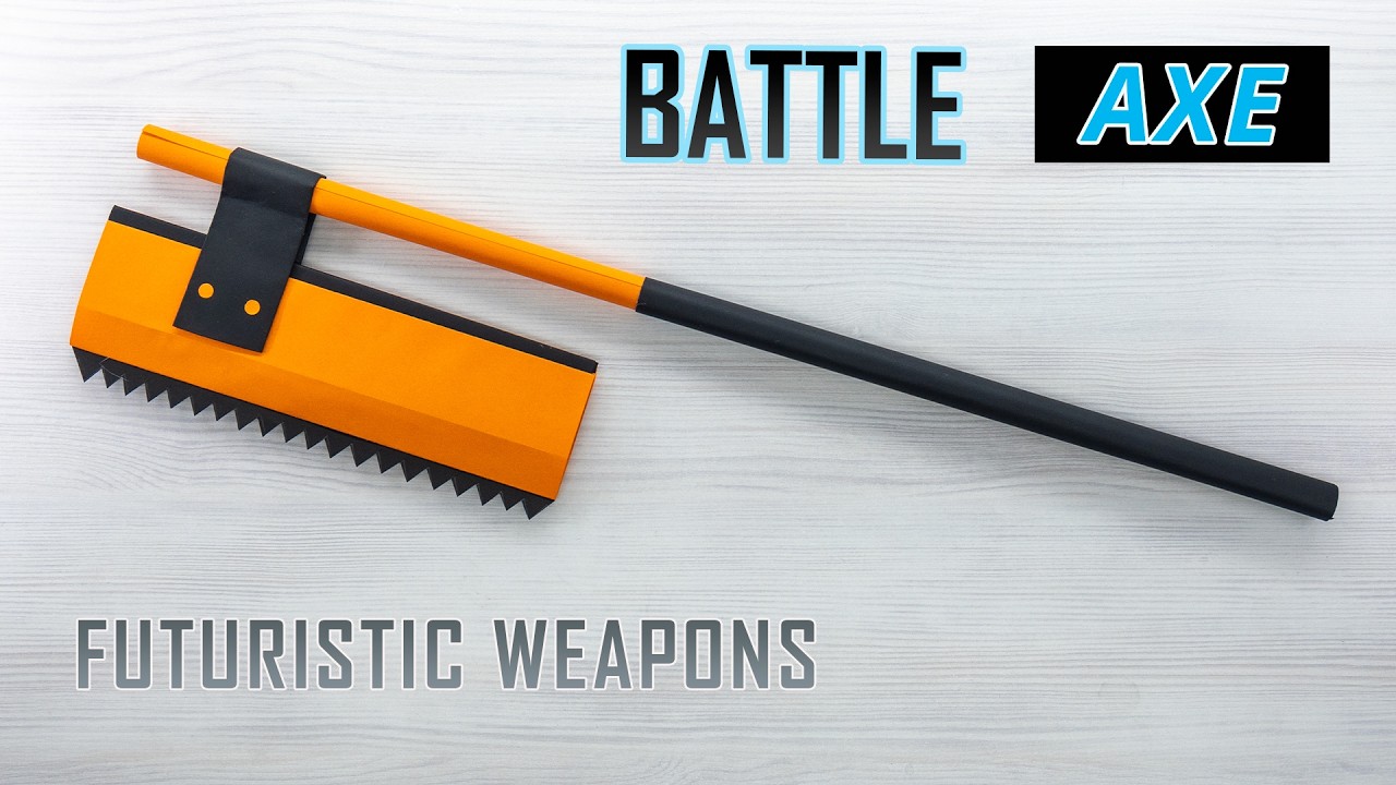 Futuristic BATTLE AXE from Paper - DIY Futuristic Weapon - YouTube