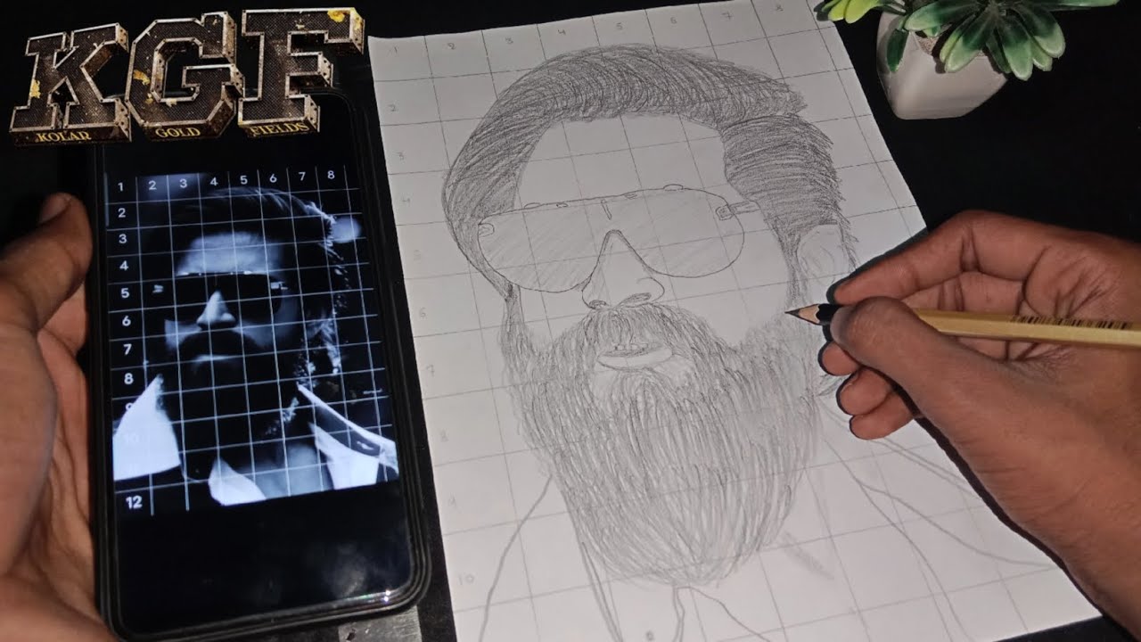 Rocking Star Yash Drawing, Outline Drawing, KGF Chapter 2 - YouTube