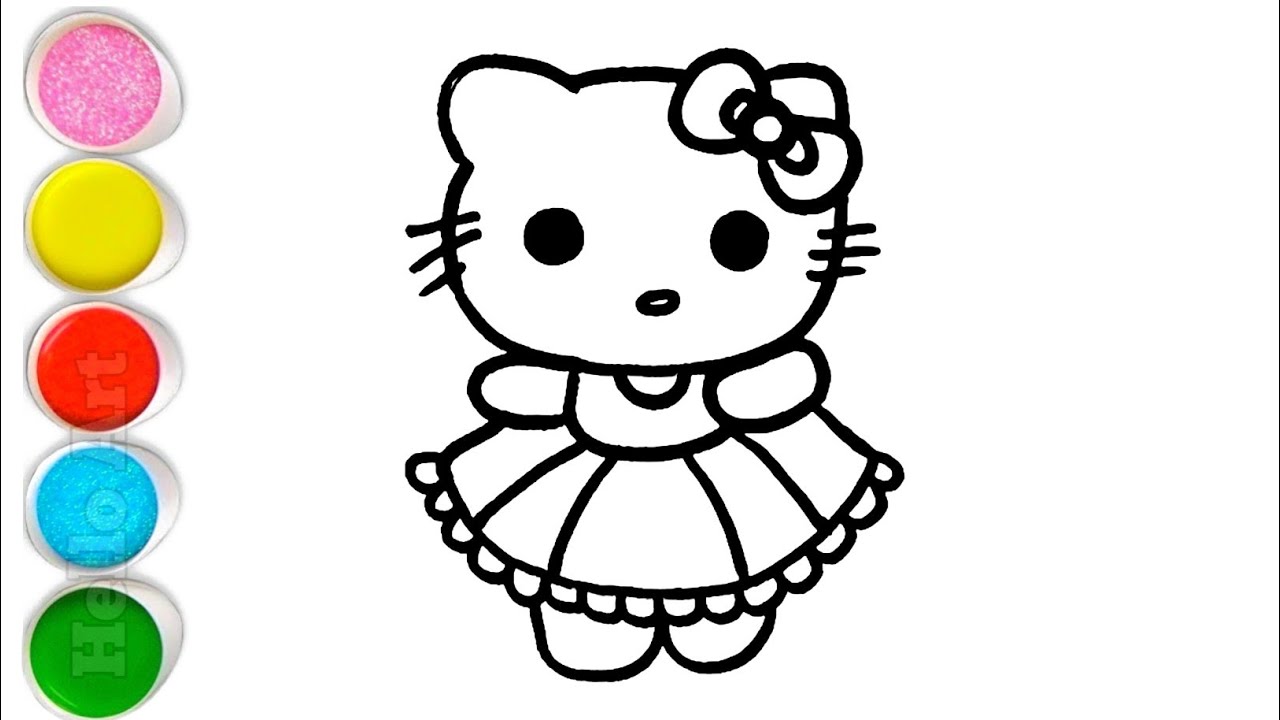 Hello Kitty Dress Drawing, Painting & Coloring For Kids, Toddlers_How ...