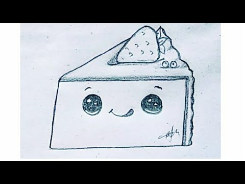 How to Draw a Cake Slice Easy 🍰 Cute Food Art | for beginners | step by ...