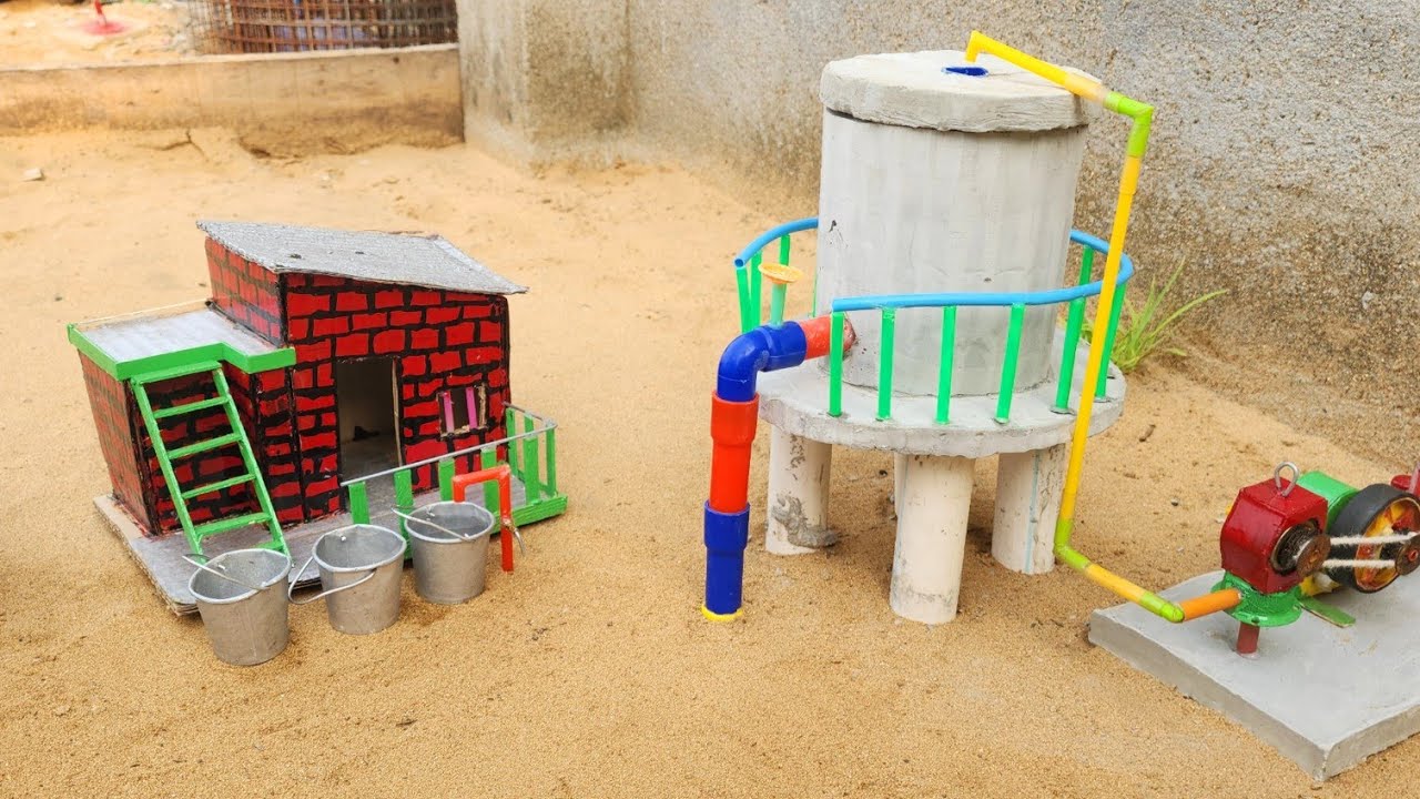 Diy tractor mini water tank construction | Cement concrete machine ...