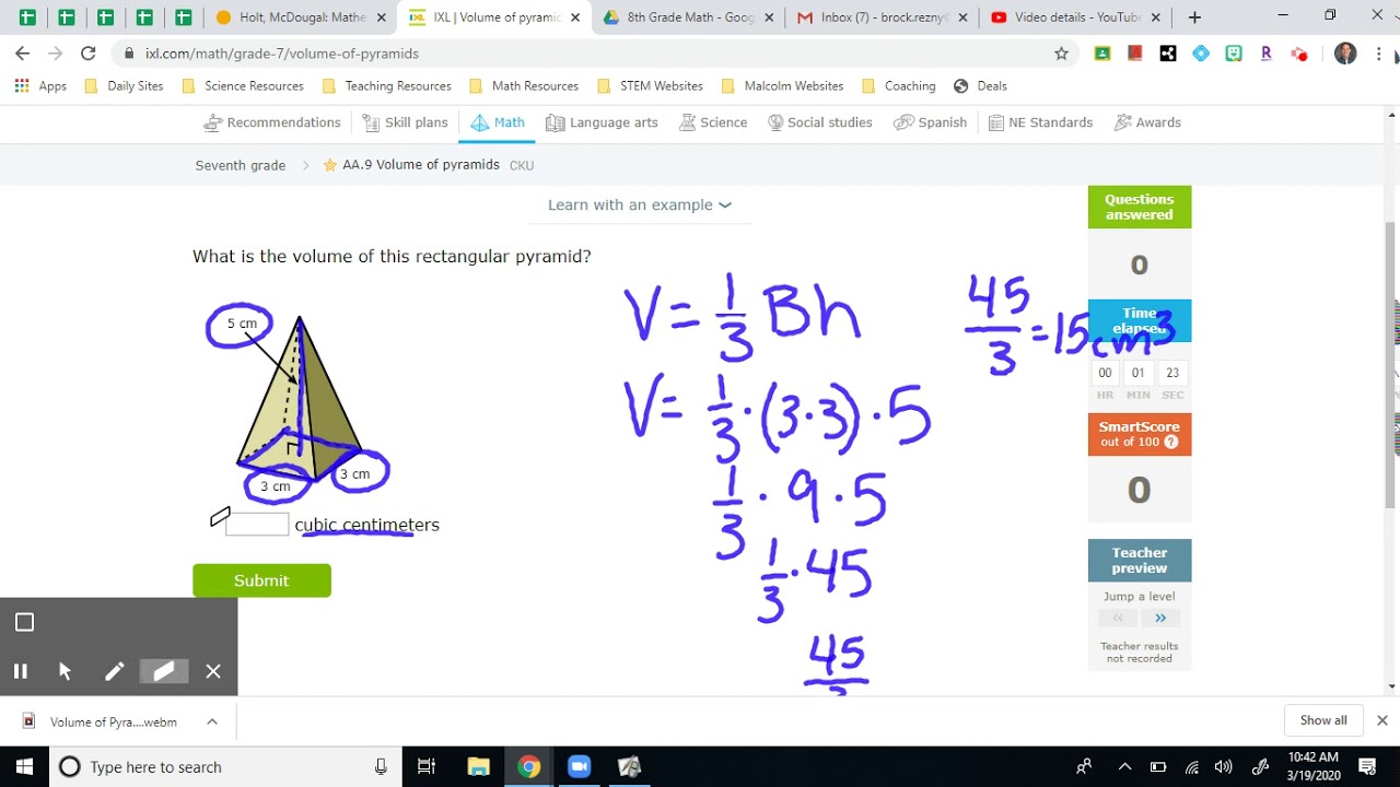Volume of Pyramids IXL Instructions - YouTube