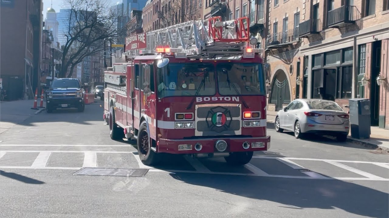 Boston Engine 8 and *Brand New Ladder 1* responding to fire alarm 🚨 ...