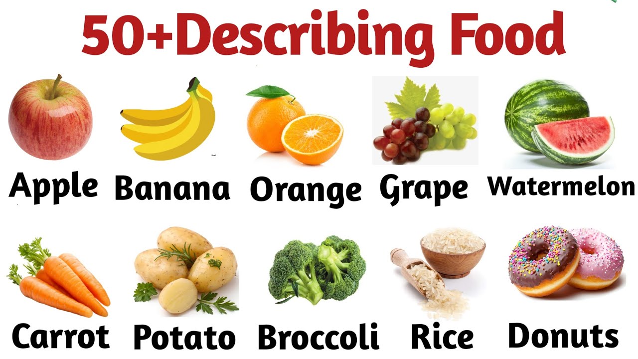 Describing Foods Name Vocabulary With Sentence | Common Food Name ...