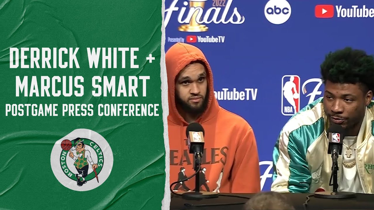 Derrick White + Marcus Smart Game 1 Presser | NBA Finals | Boston ...