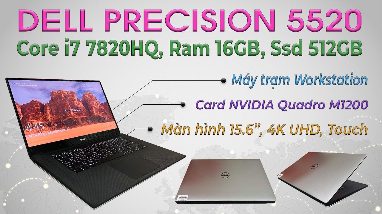 Dell Precision 5520 Workstation "Core i7 7820HQ, 4K UHD Touch" - Máy ...