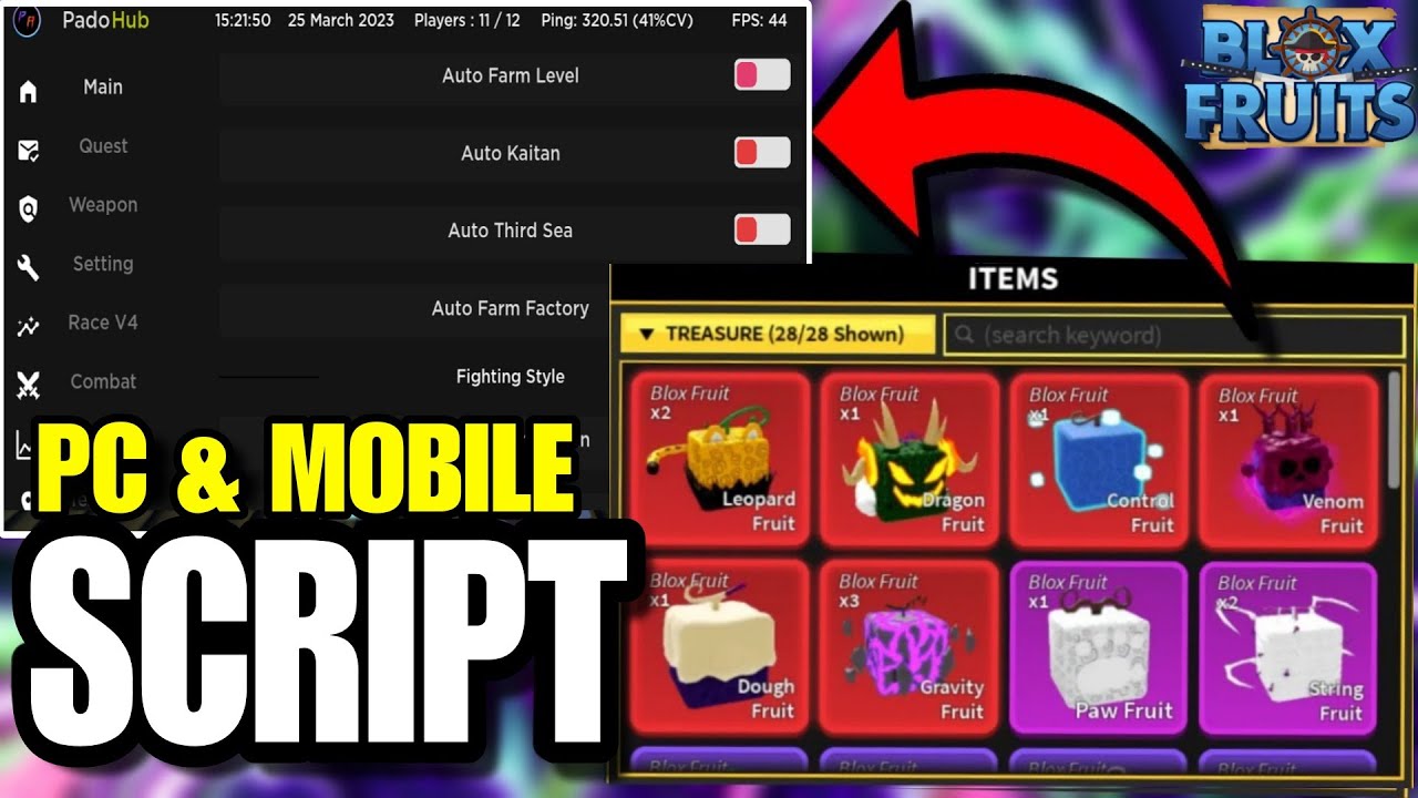 Blox Fruits Script Mobile & PC Autofarm, Autor Raid, Bring Fruit, Fruit ...