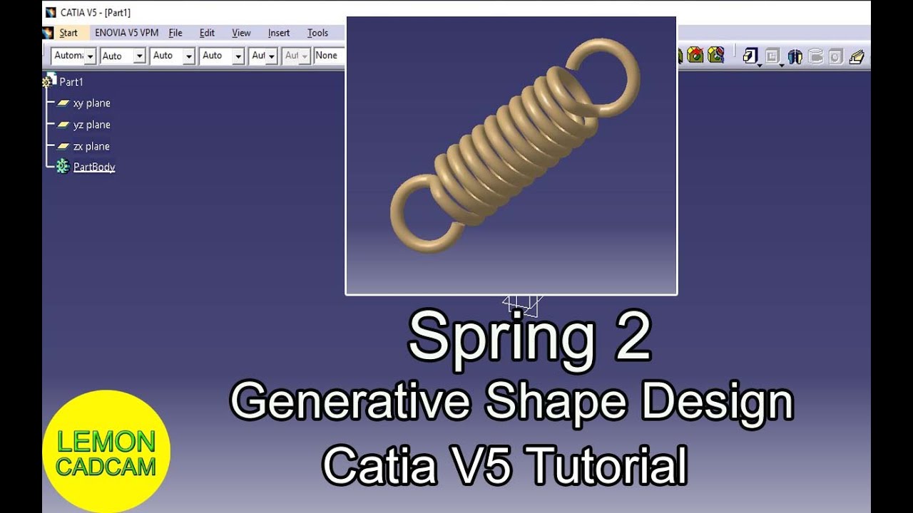 Spring-2, Generative Shape Design, Catia - YouTube