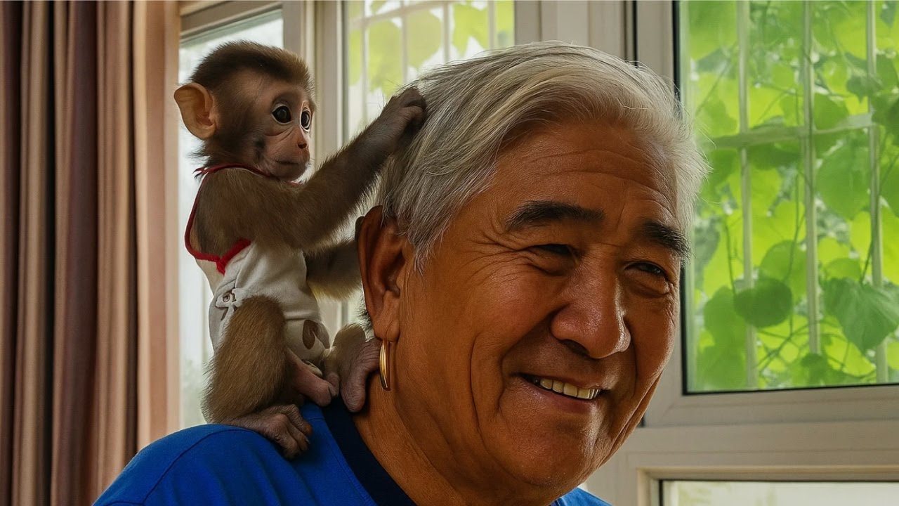 This cute pocket monkey loves grandpa best, so does grandpa - YouTube