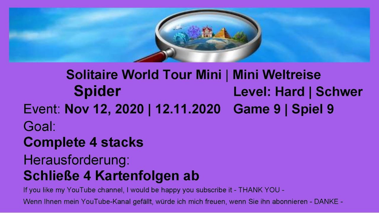 World Tour Mini - Spider #9 Hard | Nov 12, 2020 | Goal: Complete 4 ...
