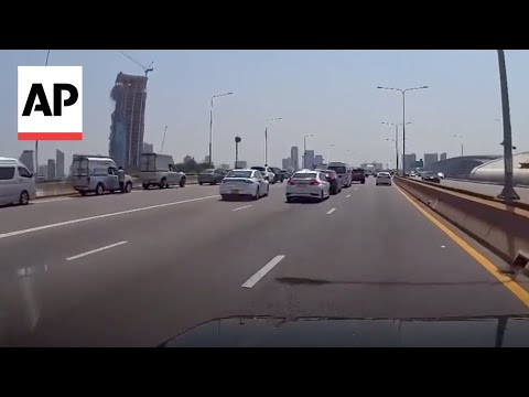 Dash cam video shows building collapsing during earthquake in Thailand