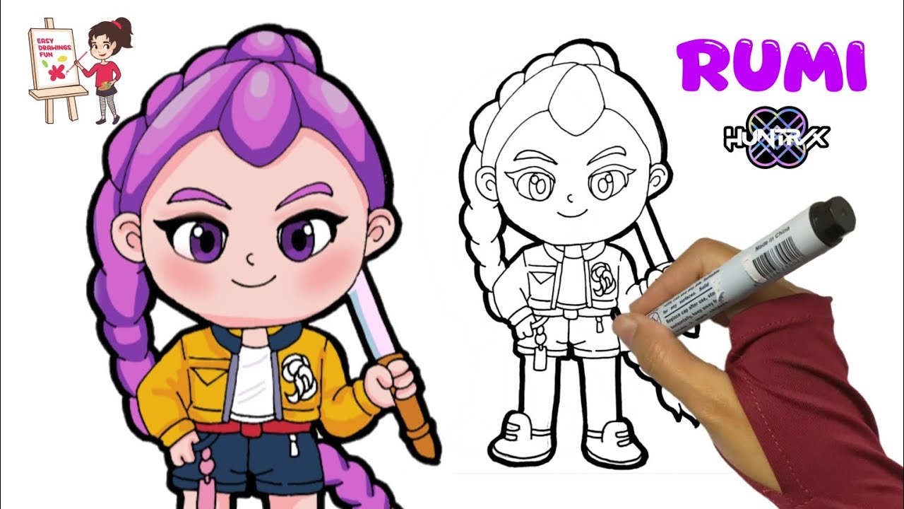 Easy Drawings Fun - How to Draw Rumi Huntrix Kpop Demon Hunters in ...