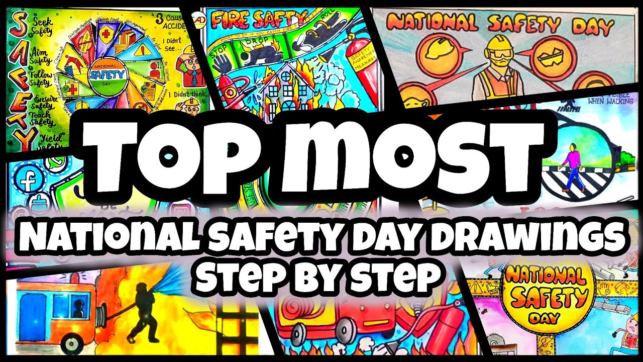 National Safety Day Drawing easy,4th March| Safety Day Poster Drawing ...