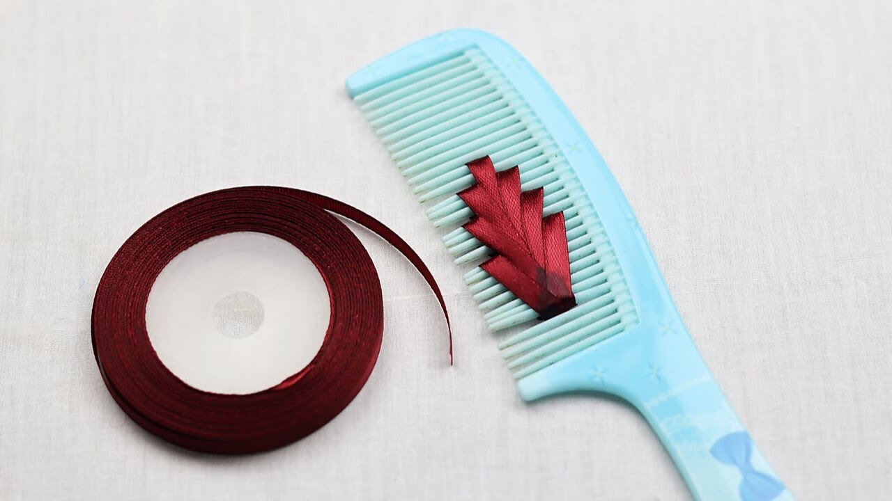 Amazing Ribbon Flower Hand Embroidery Work With Comb | Sewing Hacks ...