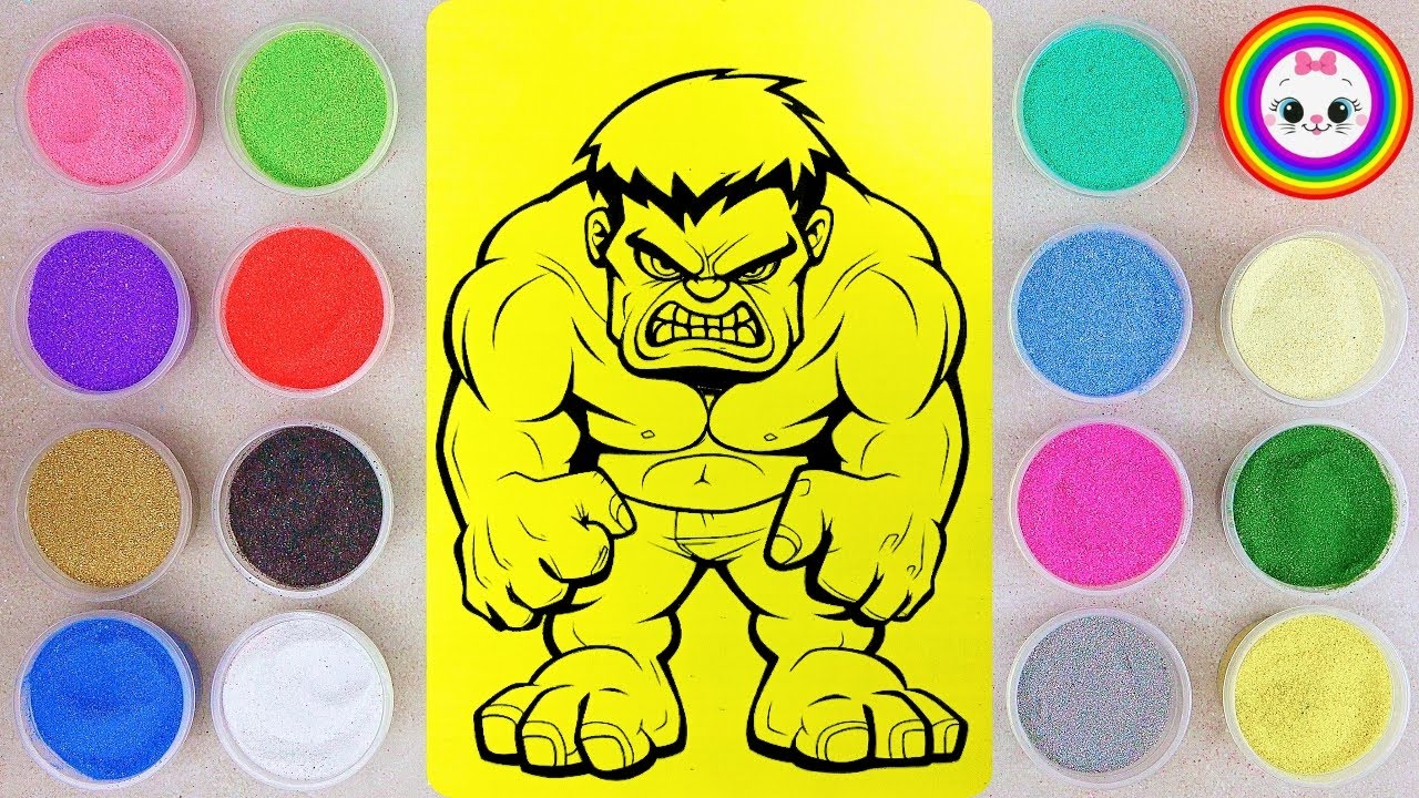Sand Painting Coloring Hulk For Kids And Toddlers - YouTube