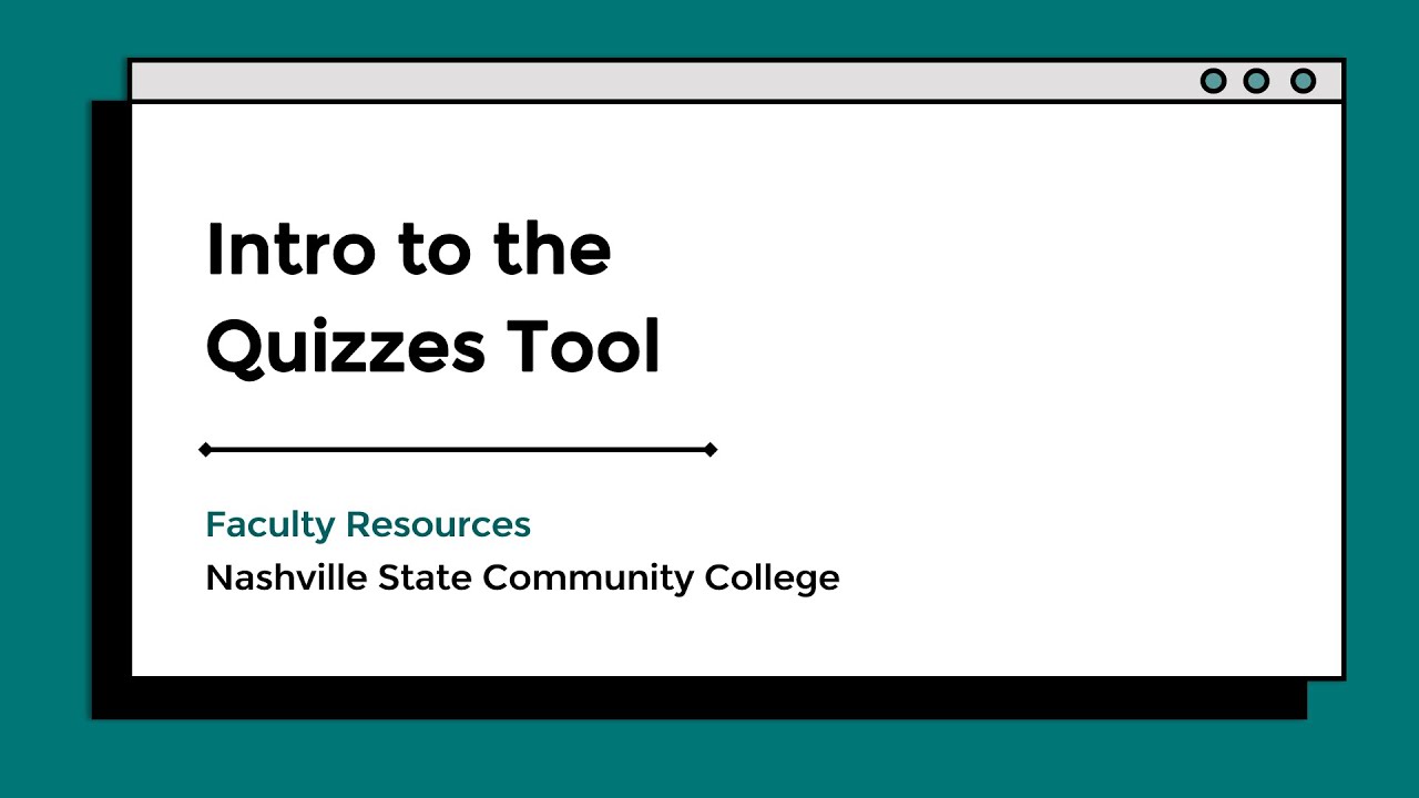 Intro to the Quizzes Tool - YouTube