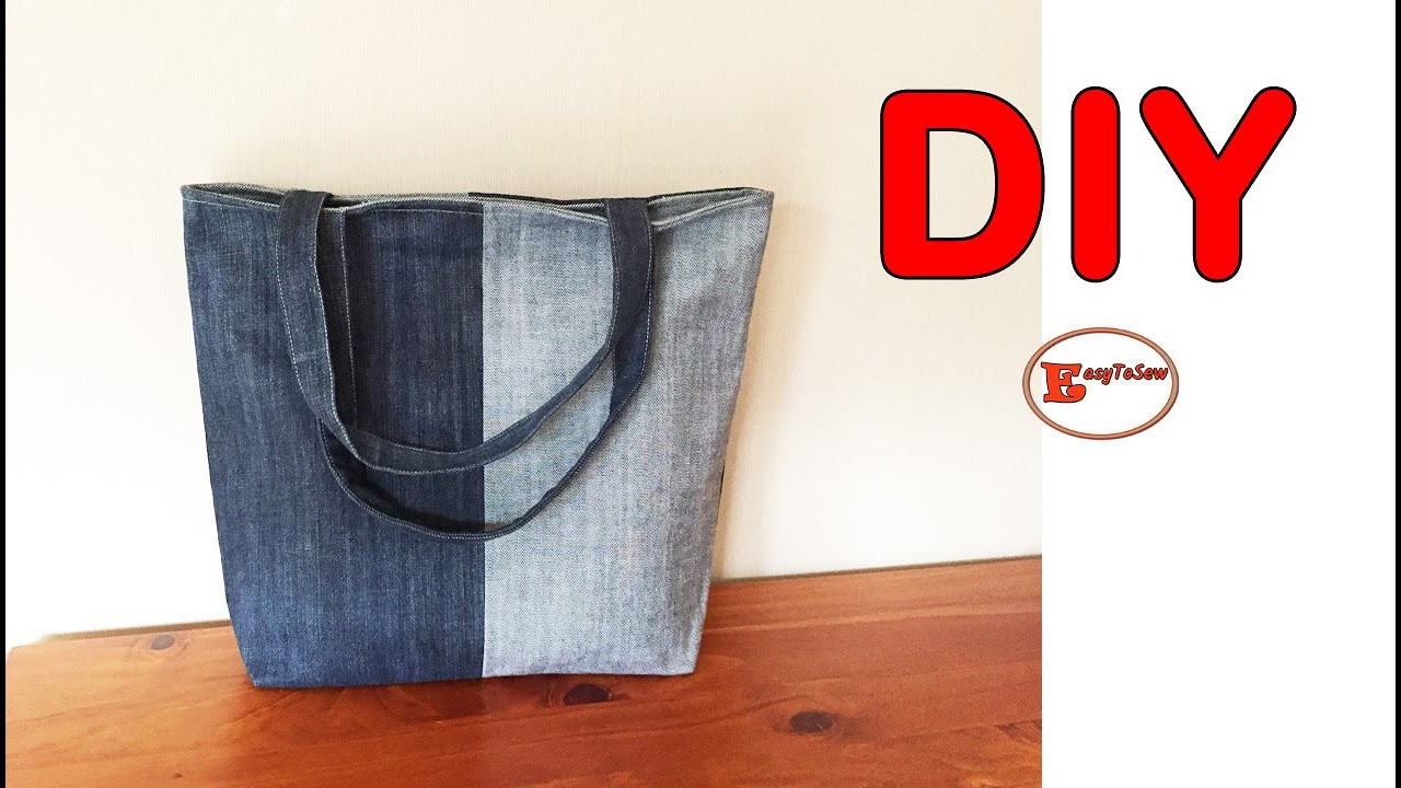 DIY LARGE ZIPPER TOTE BAG FROM OLD JEAN | BAG SEWING TUTORIAL - YouTube
