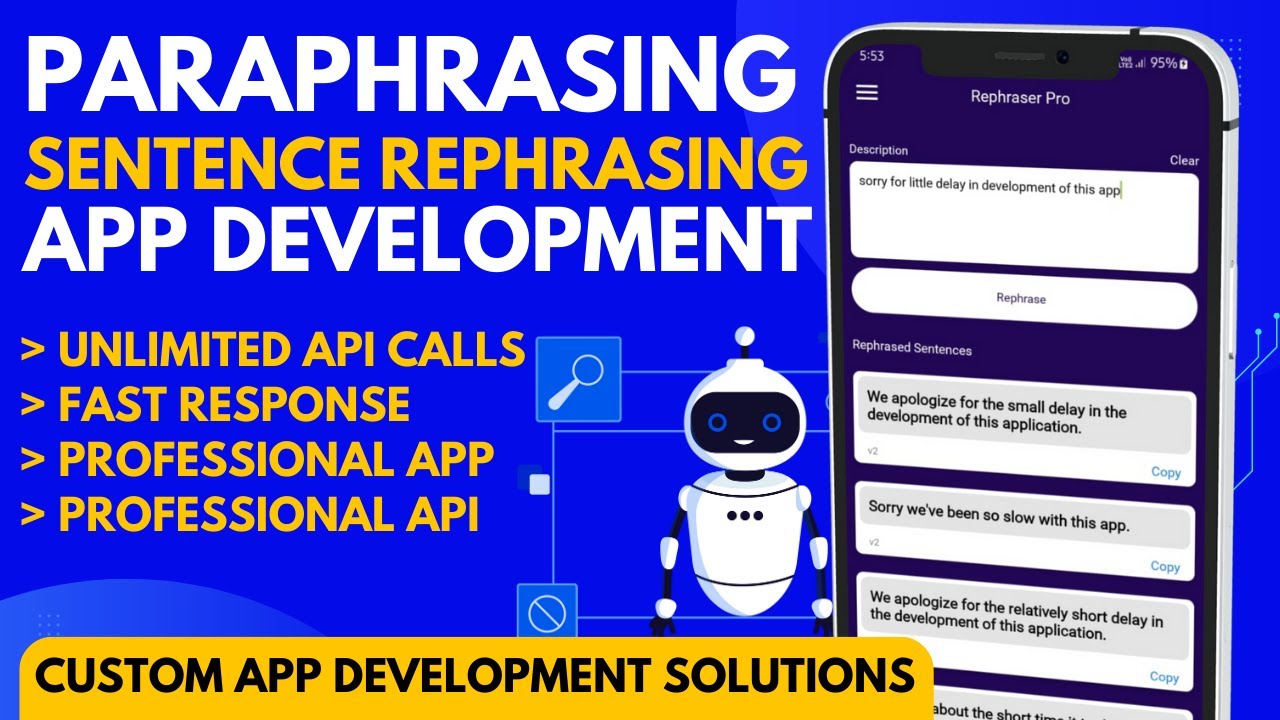 Paraphrasing or Sentence Rephrasing Tool Development 🔧 Csutomize App ...