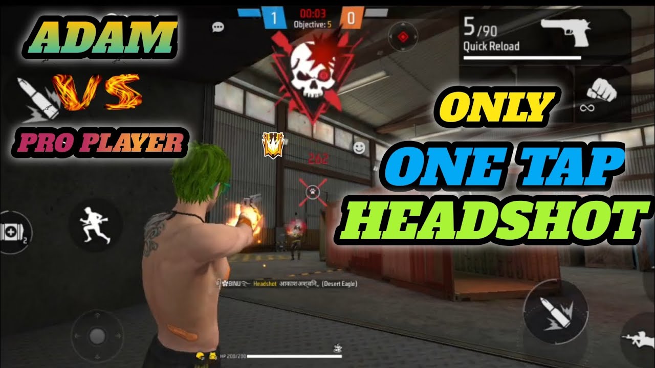 Only One Tap Headshot Free fire 🔥// Adam Vs Pro Player // Garena free ...