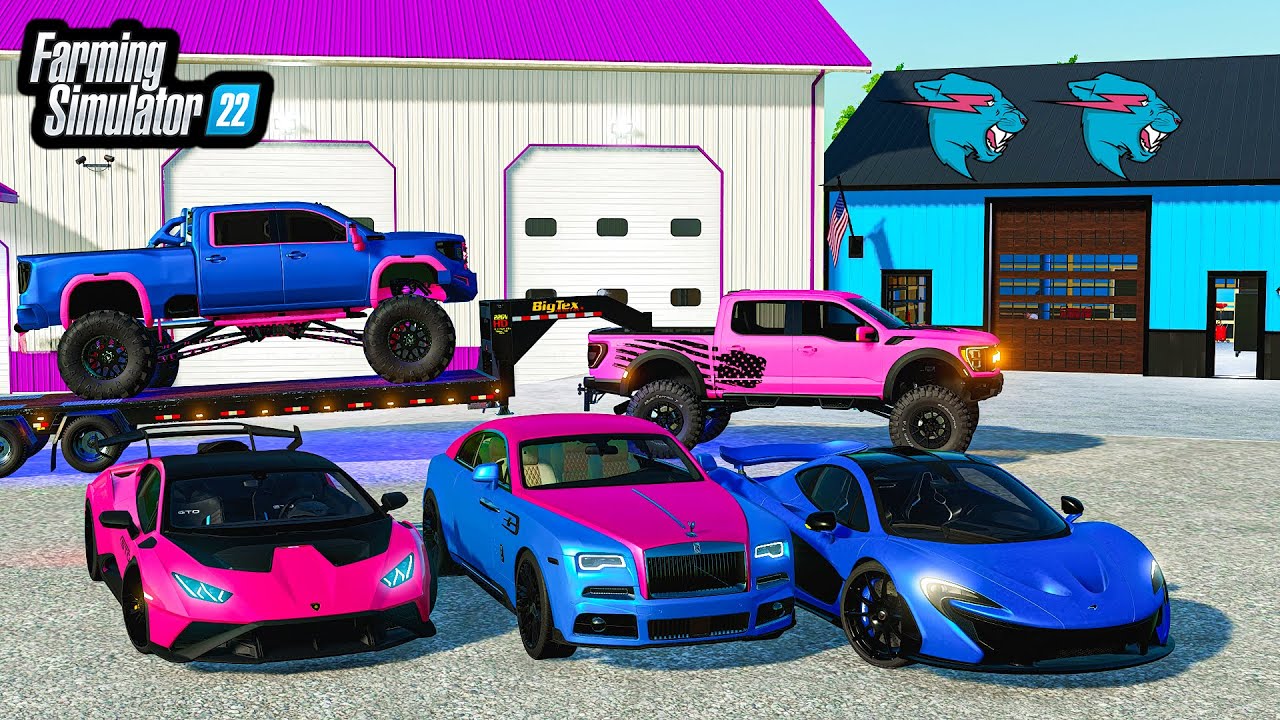 BUILDING MrBeast LUXURY MANSION SETUP! (LIFTED TRUCKS + SUPERCAR ...