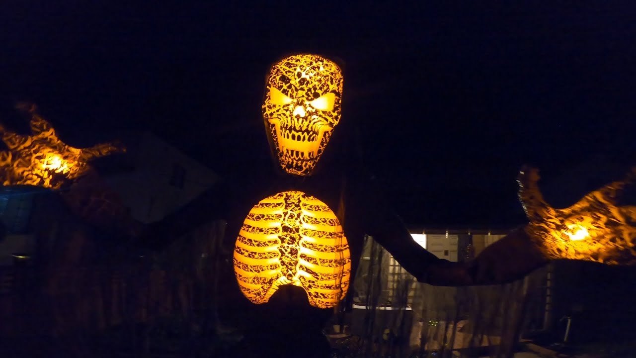 👻 Menards SVI Smoldering Fire Ghoul Animatronic Demo Video 🎃 (Day And ...