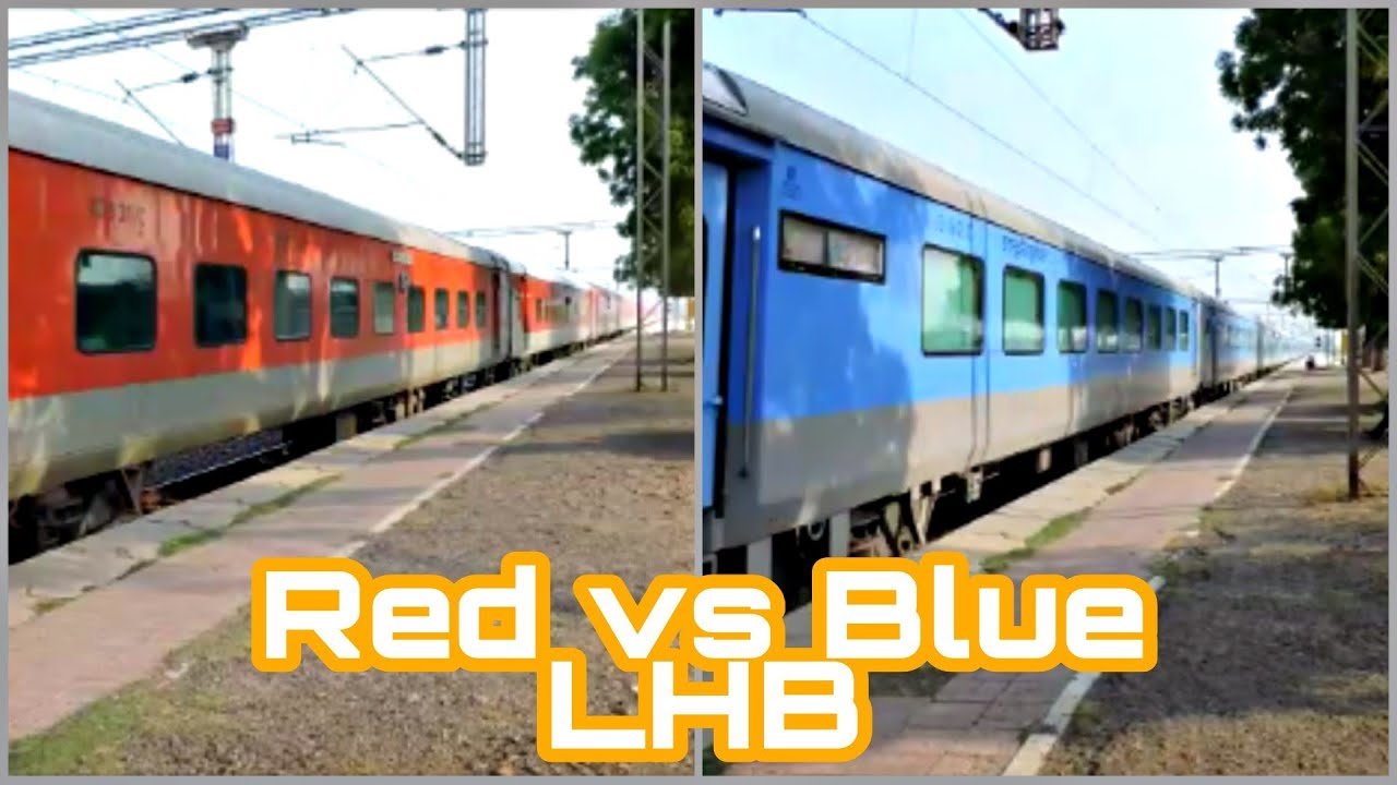 The LHB Show : RED vs BLUE LHB At Asaoti : Indian Railways - YouTube